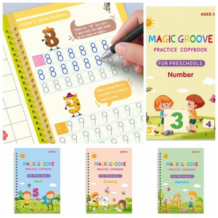 SDSAFX Numbers Groove Magic Practice Copybook Alphabet Drawing Writing ...