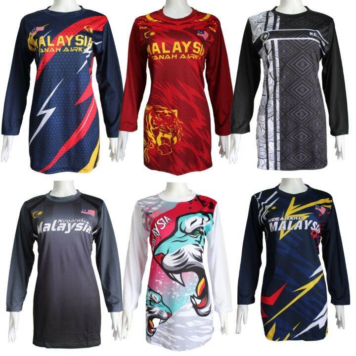 MUSLIMAH DESIGN BARU JERSEY MALAYSIA PLUS SIZE SUKAN PEREMPUAN LENGAN ...