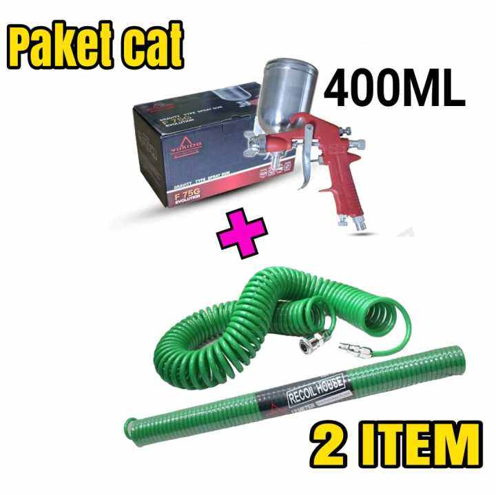 Paket Alat Semprot Cat Angin Spray Gun F75G Dan Selang Kompresor 9 ...