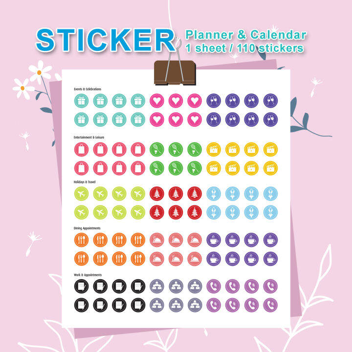 110Pcs Calendar Planner Stickers Scrapbooking School Stationery Diary ...