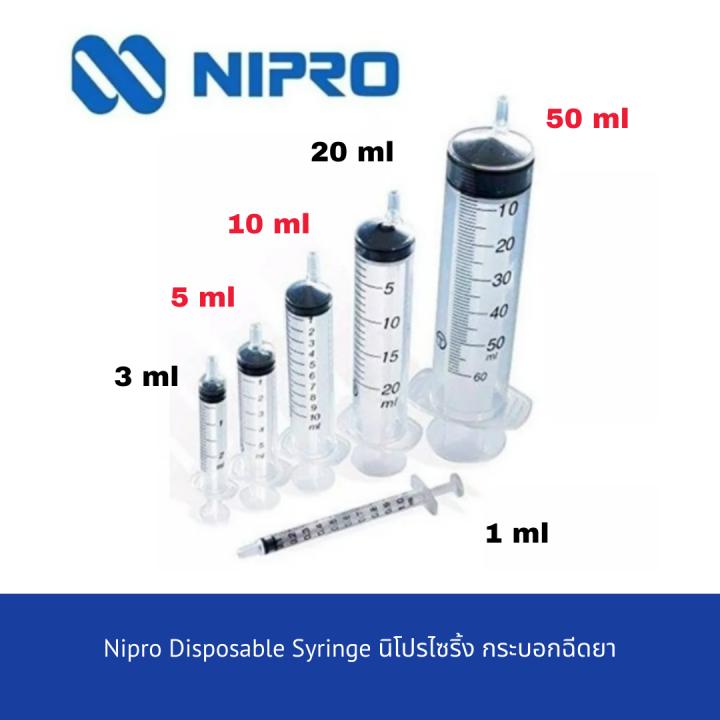ขายแยกชิ้น กระบอกฉีดยาแบบไม่มีเข็ม Syringe without needle Nipro Disposable Syringe Without ...