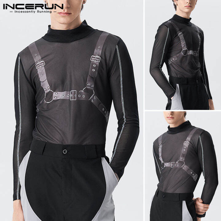 เสื้อยืด Beehoo INCERUN เสื้อแขนยาวพิมพ์ลายแฟชั่นคอวีใสอเนกประสงค์ของ ...