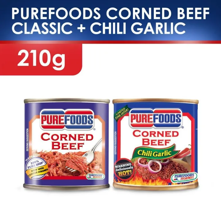 Purefoods Corned Beef (210g) Purefoods Corned Beef Chili Garlic (210g ...