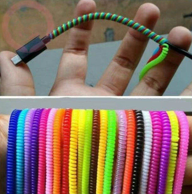 Value 50cm Spiral USB Charge Cord Earphone Cable Protector Saver Cover ...