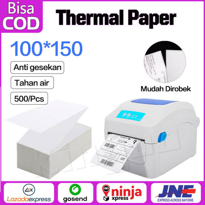 Label Thermal 100x150 Kertas isi 500 Lembar Sticker Receipt Printer ...