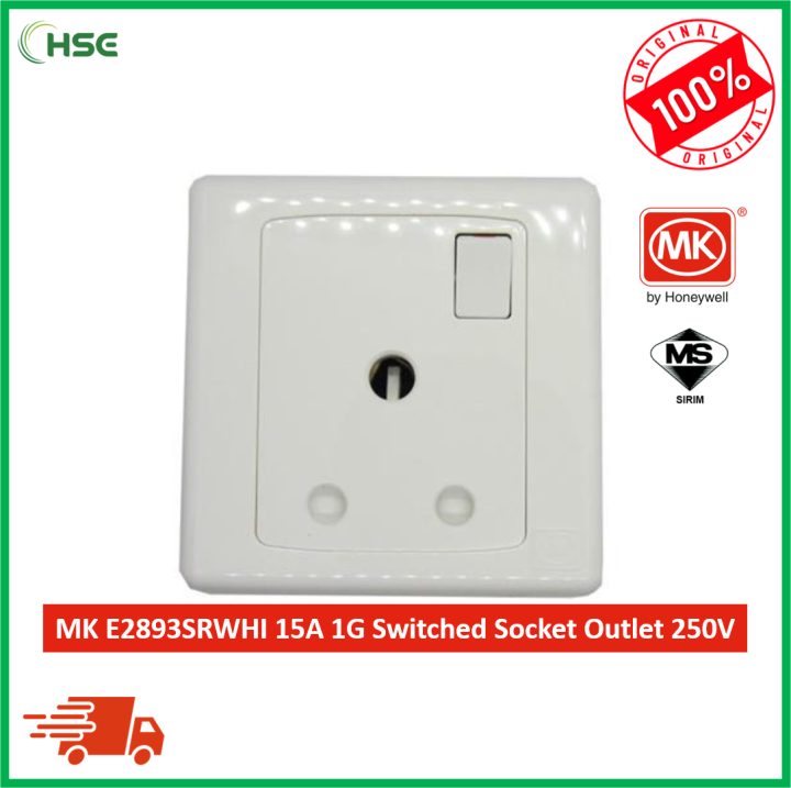 MK E2893SRWHI 15A 1 Gang Switched Socket Outlet 250V - hse | Lazada