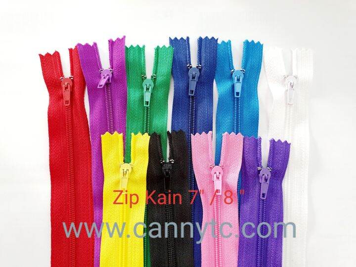 12 pcs Zip Kain / Zip Biasa Size 7 Inci , 8 Inci (12 Pcs) | Lazada
