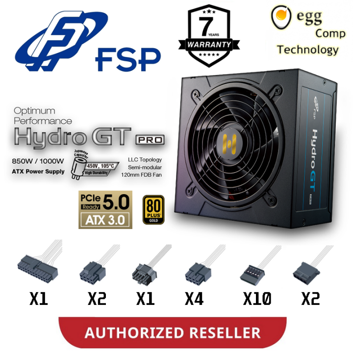 FSP HYDRO GT PRO POWER SUPPLY PSU ATX3.0 (PCIe5.0) 1000W 850W 80 PLUS GOLD Semi Modular [ HGT ...