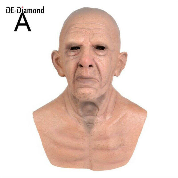 DE Hallowen Old Man Mask Realistic Latex Halloween Costume Party Props ...