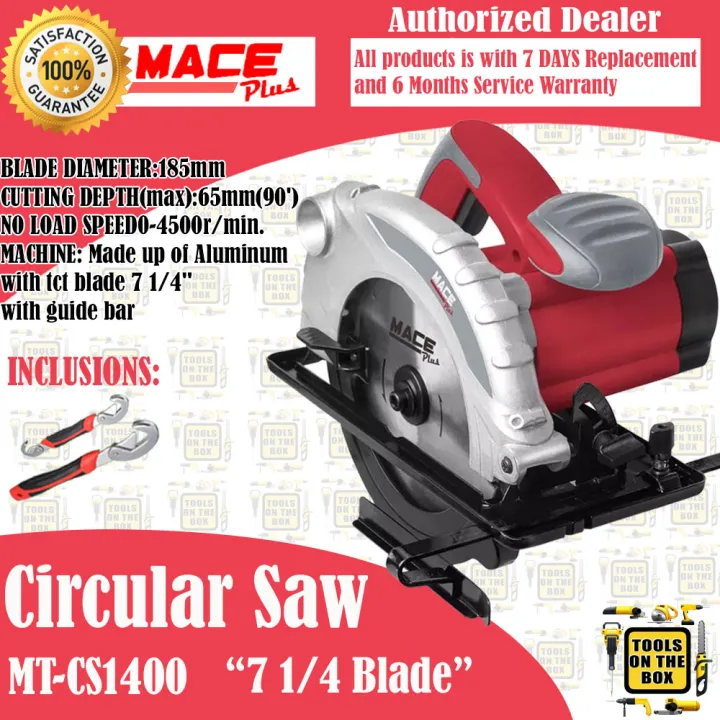 Mace Plus Circular Saw with TCT Blade 7 1/4 1400W MT-CS1400 + Snap ...