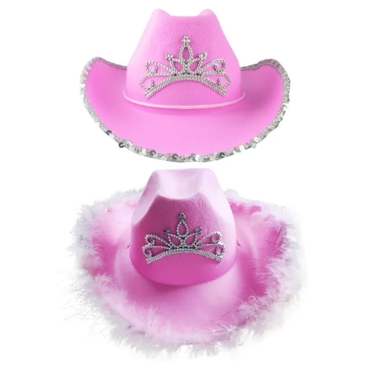 Pink Cowgirl Hat for Girls Felt Cowboy Hats With Bright Beads Pink ...