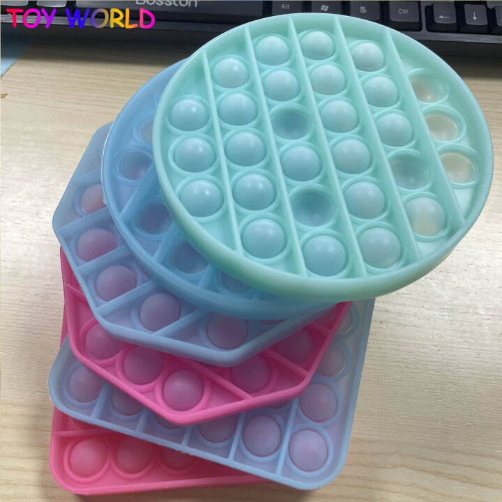 【Glow in The Dark】pop it fidget toy cheap Square shape Sky Blue Pink ...