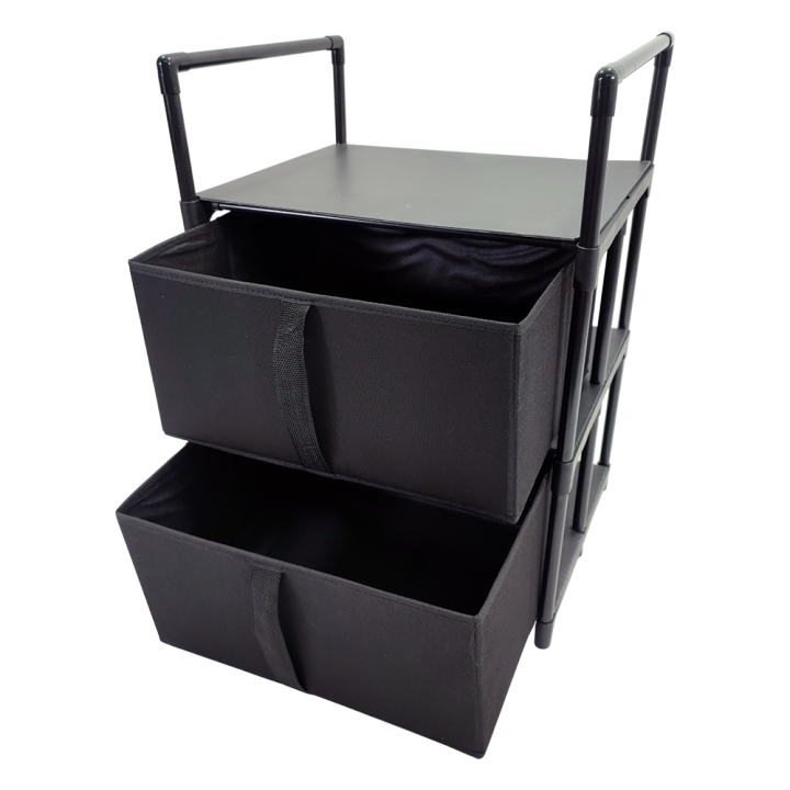 Rak 3 Susun 2 Laci Kain Linen - Rak Penyimpanan Sisi Ranjang Portable ...