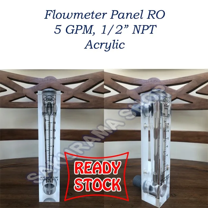Harga Promo Flow Meter Panel RO 5 GPM In / Out 1/2" | Rotameter ...