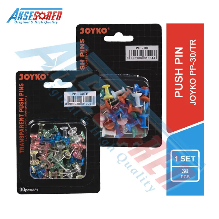 Push Pins Transparent Joyko [PP-30TR] / Paku Pin Tusuk Kertas [30 pcs ...