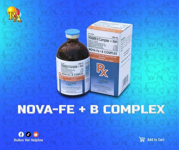 Nova Fe B-Complex + Iron Solution for Injection (IM) Vitamins/Minerals ...