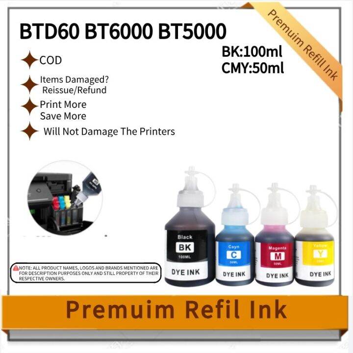 INK bundle! BTD60 BT5000 BT6000 Refill Ink Set for Brother DCP-T300 ...