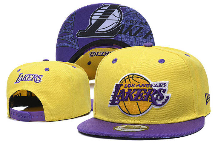 หมวก NBA Los Angeles Lakers สำหรับผู้ชายผู้หญิงกีฬากลางแจ้งหมวกฮิปฮอป ...