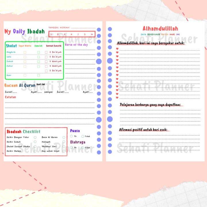 Daily Ibadah Tracker / Muslim Planner / A5 & B5 Kertas Binder Loose ...