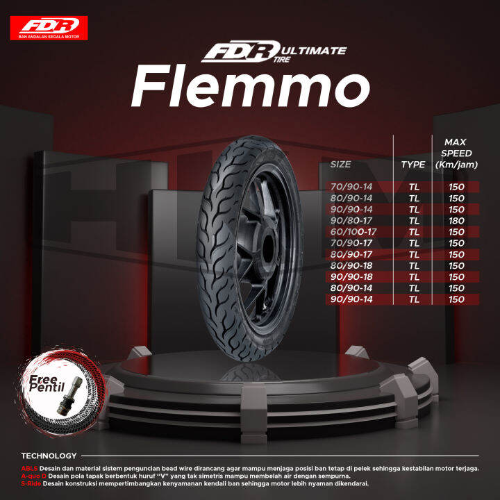 FDR FLEMMO PRO 80/90-17 Ban Luar Motor Bebek Tubeless Ring 17 Free ...