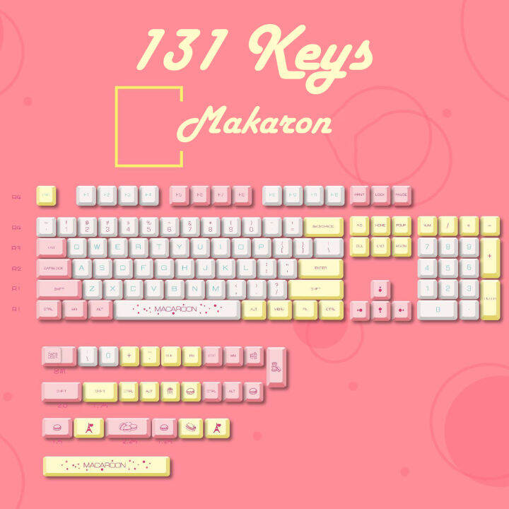 131 Keys Makaron Theme XDA Profile PBT Keycaps For 61/63/64/68/75/84/87 ...