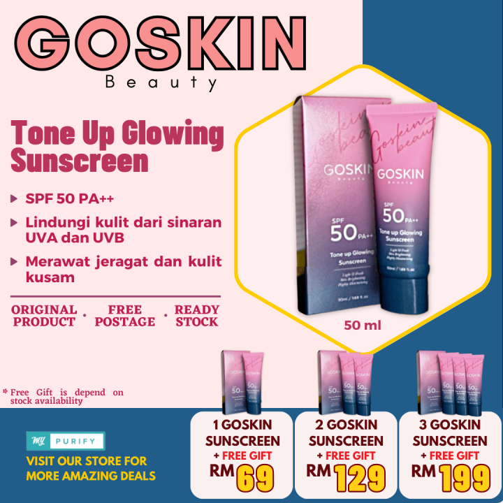 GOSKIN Tone Up Glowing Sunscreen SPF50+ UV Protection | Lazada