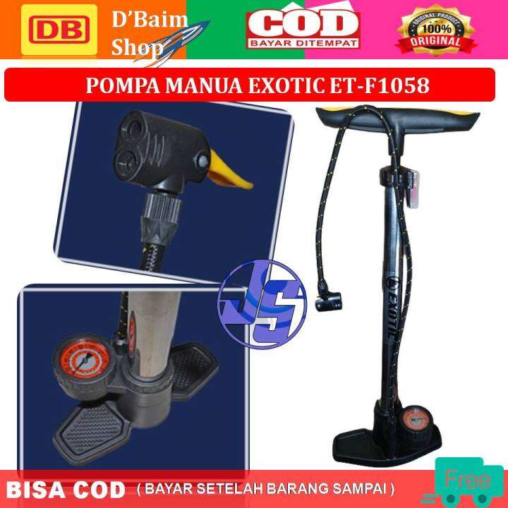 Pompa Ban Motor Sepeda Mobil Exotic ET-F1058 Pompa Tangan Tabung Pompa ...