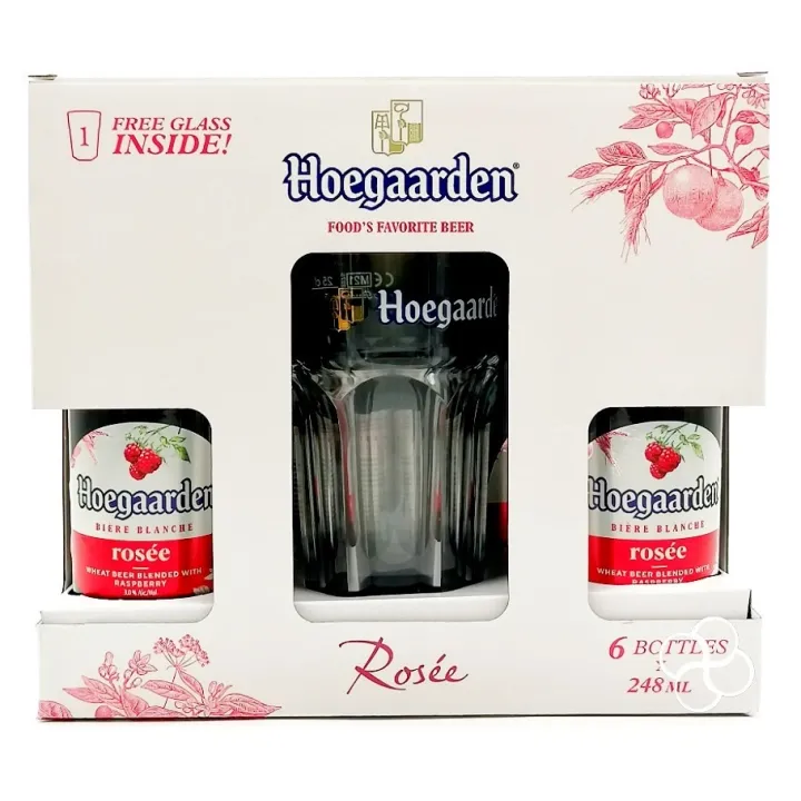Hoegaarden Rosée Wheat Beer Blended with Raspberry (6 X 248ml) ABV 3% ...