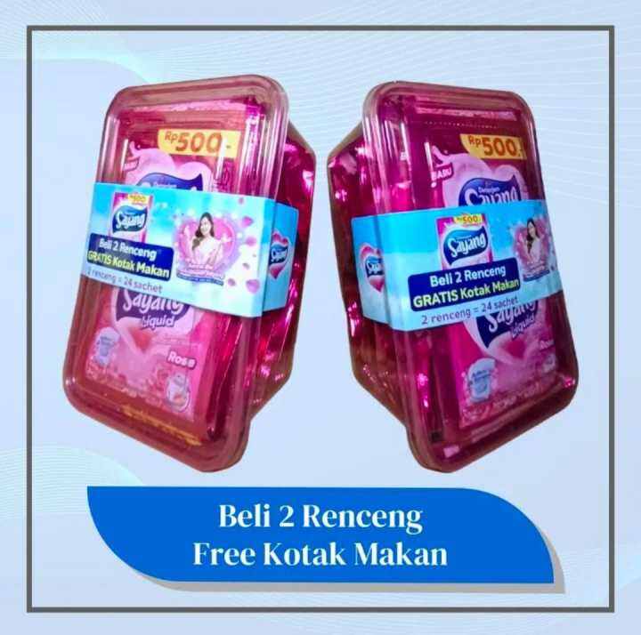 deterjen sayang liquid 20ml renceng 24 sachet free box kotak makan | Lazada Indonesia