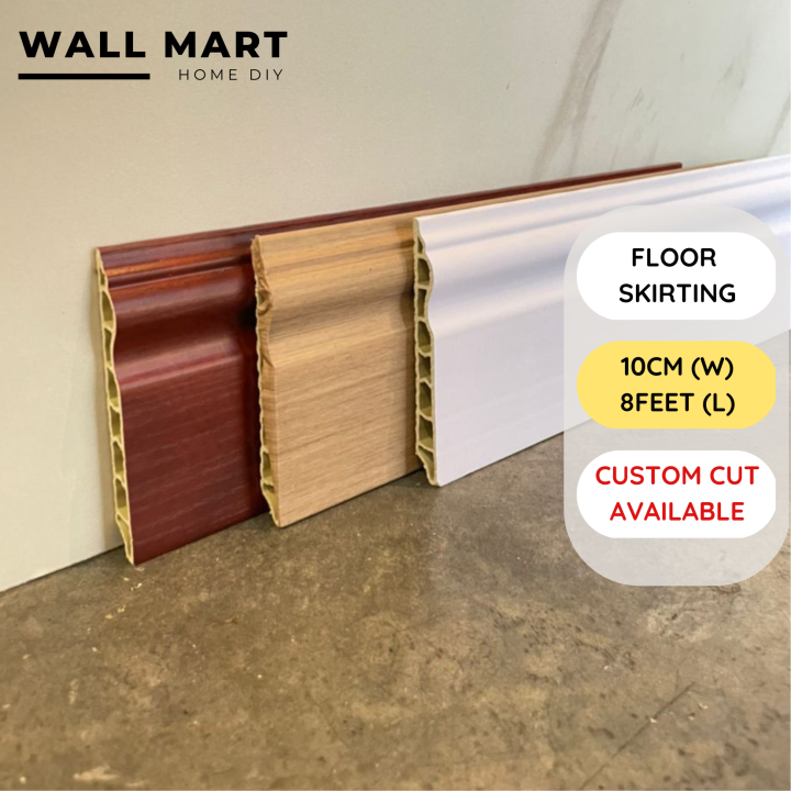 【Ready Stock】Flooring skirting PVC 10cm 8feet length SPC vinyl flooring ...