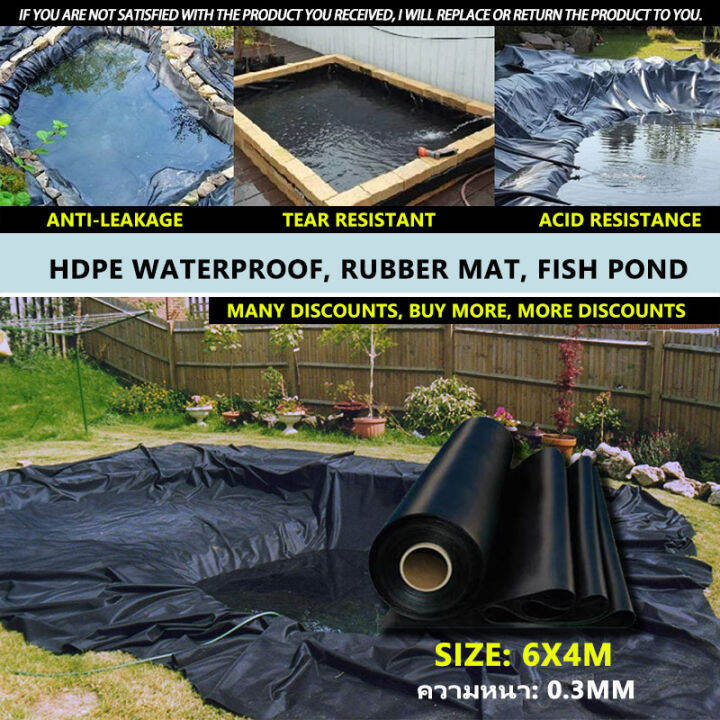 Black Engineering Plastic HDPE 6*4M Fish Pool Pond Liner Membrane ...