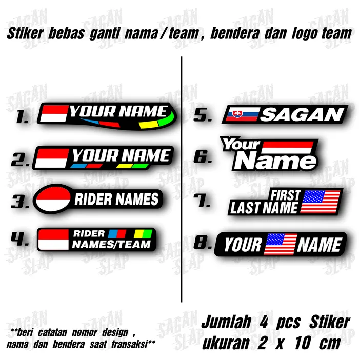 Ready Stock Stiker Nama Bendera Logo Flag Name Decal Sticker Team Toko ...
