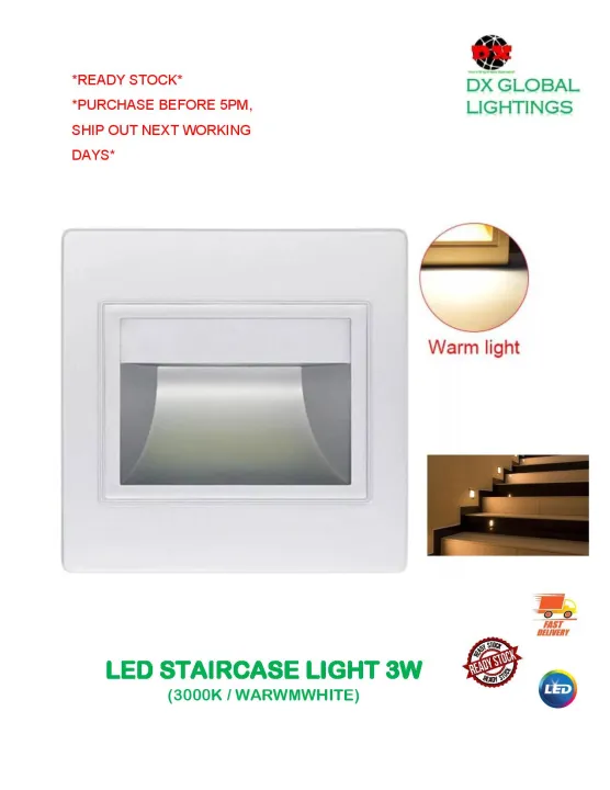 *READY STOCK* LED Recessed Wall Luminaire Step Light 3W WARMWHITE for ...