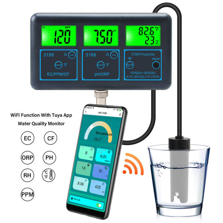 Tuya WiFi 7in1 Water Quality Tester Multi-Parameter Water Analyzer ...