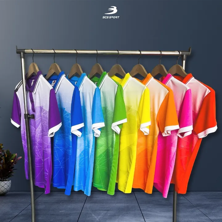 BCS SPORT เสื้อพิมพ์ลาย/กีฬา คอโปโล ปกสปอร์ต สีส้ม UNISEX เนื้อผ้า ...