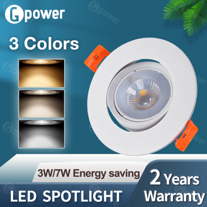GPower LED Tri Color 3W 7W Recessed Spotlight Adjustable Downlight Home ...
