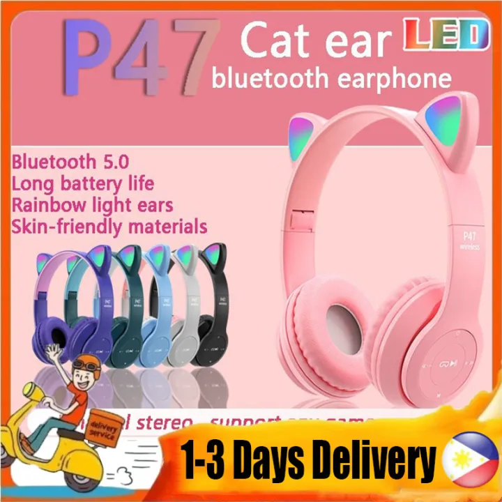 [Local Stock] Cat Ear Headphones P47M HiFi Wireless Bluetooth Headset ...