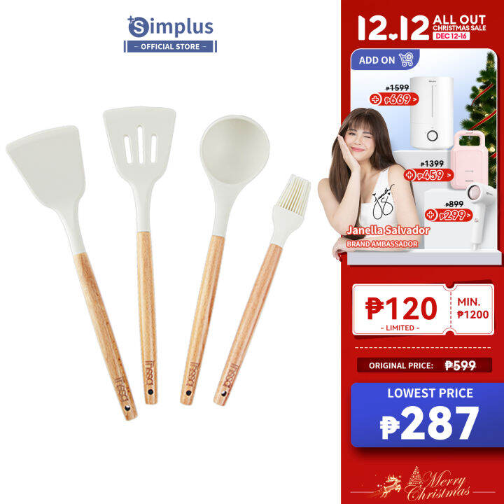Simplus 4pcs Cooking Utensils Kitchen Utensils with Wooden Handle ...