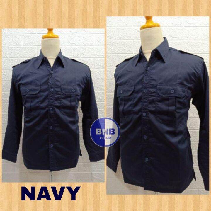 Kemeja Pangkat Seragam Formal PDH Biru Navy Lengan Panjang Bahan ...