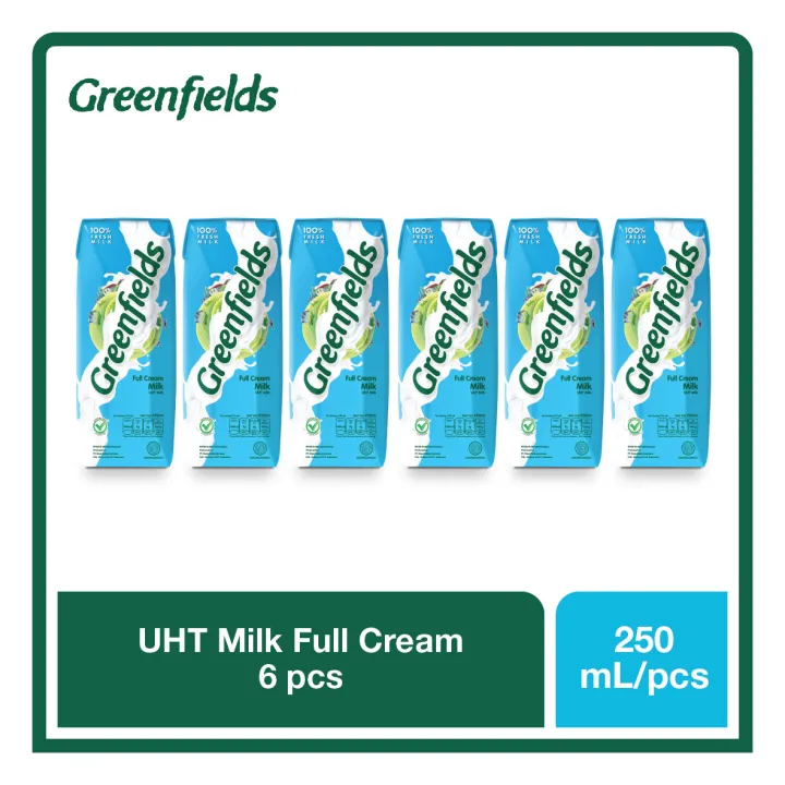 [Paket isi 6] Greenfields Milk UHT Full Cream 250 ml | Lazada Indonesia