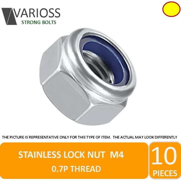 Stainless (SS) Lock Nut M4 or 4 mm Stainless Nylock - 10 pcs | Lazada PH