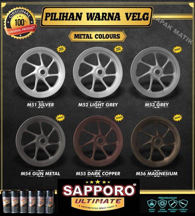 Pilok Sapporo warna METAL SILVER GREY COPPER MAGNESIUM M51 M52 M53 M57 ...