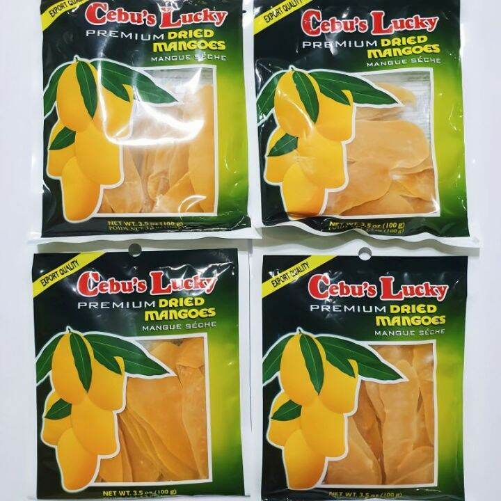 PACK OF 4 - Cebu's Lucky Dried Mangoes CHEW 100g/pack Philippine Dried ...