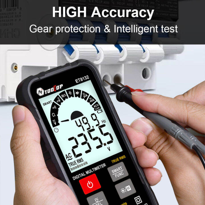 TOOLTOP ET8132 2.88 Inch Display Screen Handheld High Accuracy Digital Multimeter AC DC Voltage ...