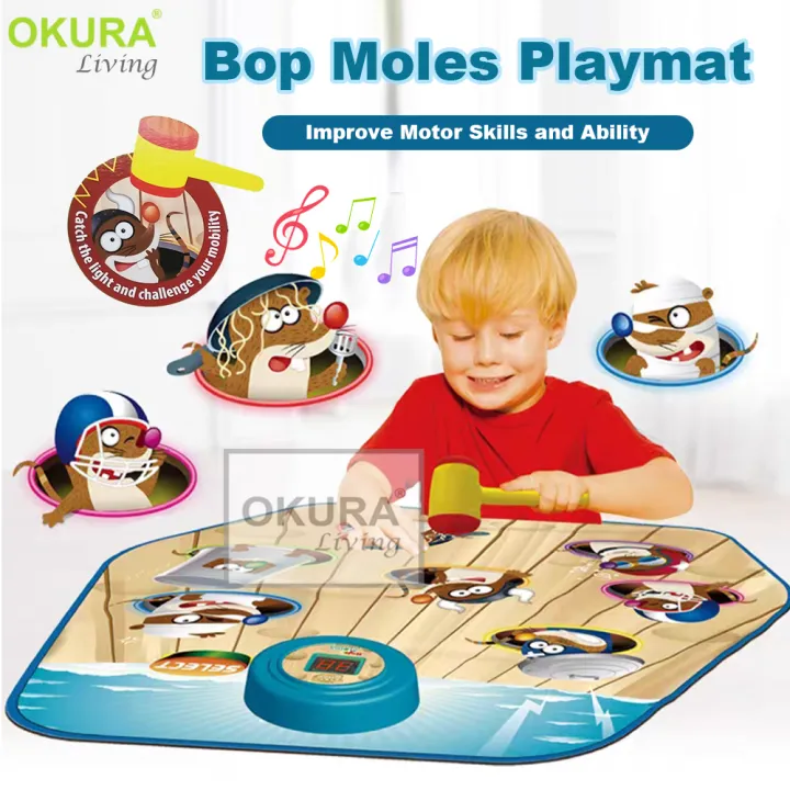 OKURA Children Hit Bop Moles Playmat Kids Musical Whack A Mole Strike ...