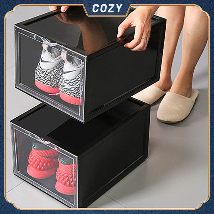 Large Size Shoe Box Storage Hard plastic Foldable Drawer Case Organizer ...
