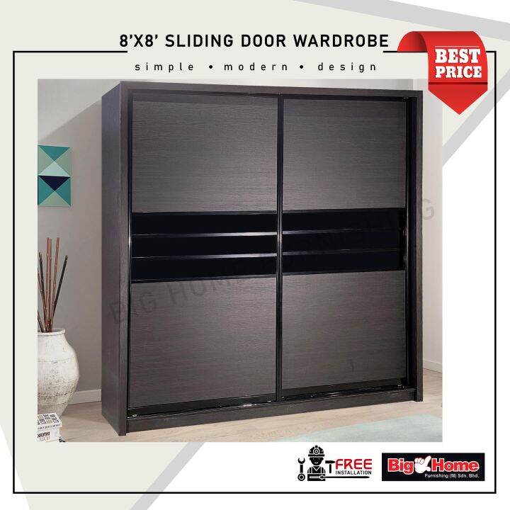 [Ready stock][Direct Factory]Big Home Furnishing 8'x8' Sliding Door Wardrobe/Anti Jump Sliding ...