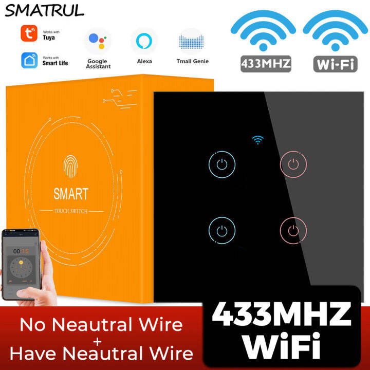 SMATRUL WiFi Switch Smart Wall Light Switches No need Neutral line 1/2 ...