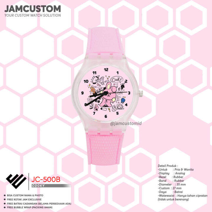 JC-500B JAM TANGAN ANAK \ BT21 \ CHIMMY \ COOKY \ KOYA \ MANG \ RJ \ SHOOKY \ TATA Swatch Bubble ...