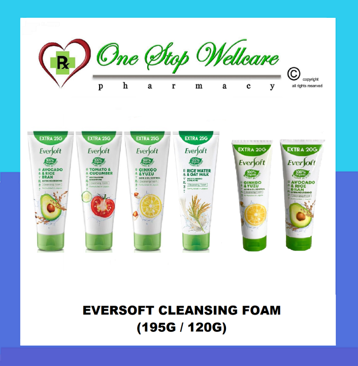 EVERSOFT CLEANSING FOAM (RICE WATER / GINKGO / AVOCADO / TOMATO) (195G ...